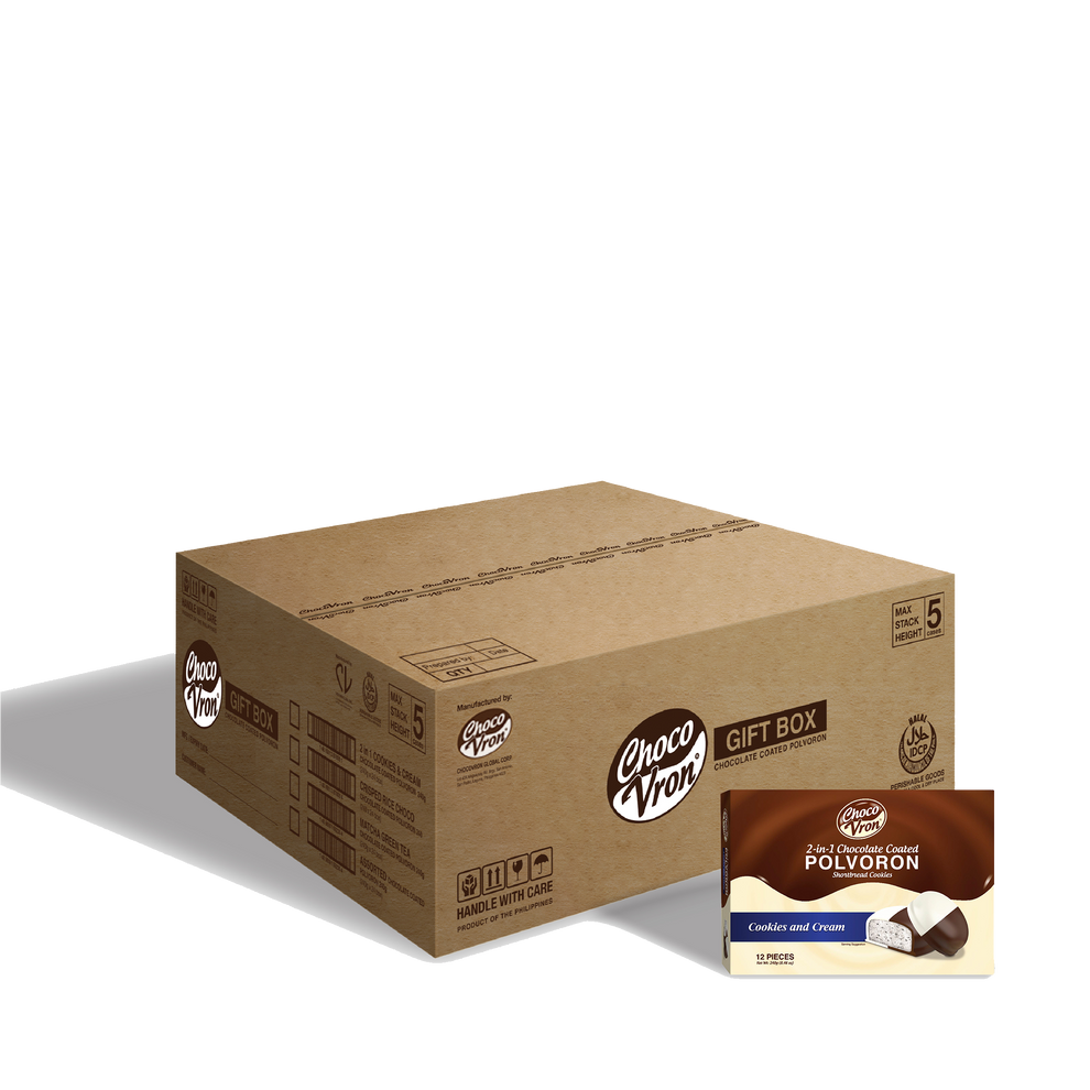 Gift Box 2 in 1 Chocolate Coated Cookies and Cream Polvoron 240g CASE ...
